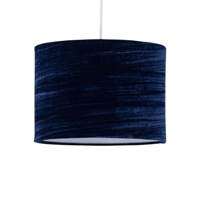 Navy Blue Crushed Velvet 25cm Pendant Lightshade Blue Medium 1 by Tesco ...