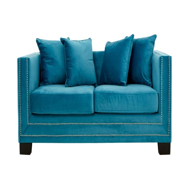 Sofia 2 Seater Cyan Blue Velvet Sofa Blue by Tesco - Marketplace ...