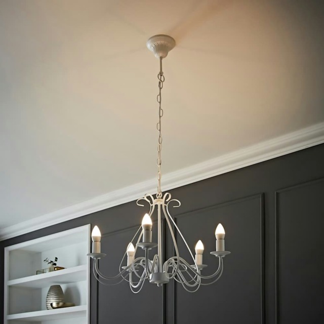 Valuelights large ivory white vintage style 5 way ceiling light ...