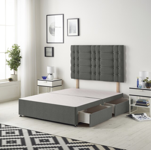 Astoria Divan Bed Base with 2 Drawers & 30 Inch Diamante Headboard in ...