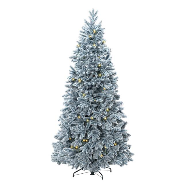 Luxury 7ft Pre-Lit Faux Hinged Snowy Christmas Tree by Tesco ...