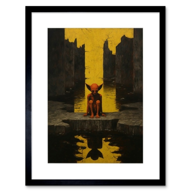 "Nosferatu Lair Castle Ruins Red Demon 9X7"" Black Framed Wall Art ...