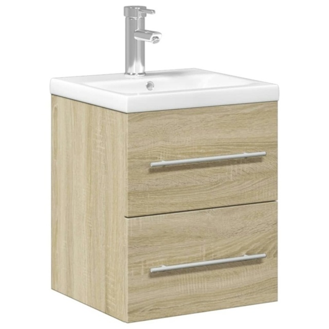 Bathroom Sink Cabinet With Built-In Basin Sonoma Oak by Tesco ...