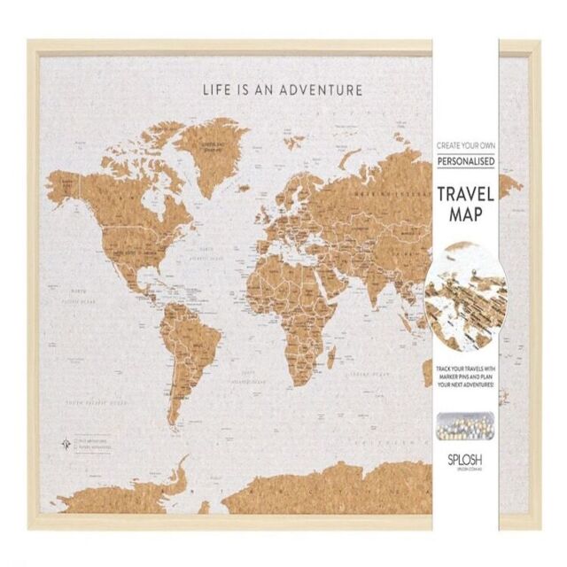 Splosh Travel Map Cork Board World Large Light Wood by Tesco ...