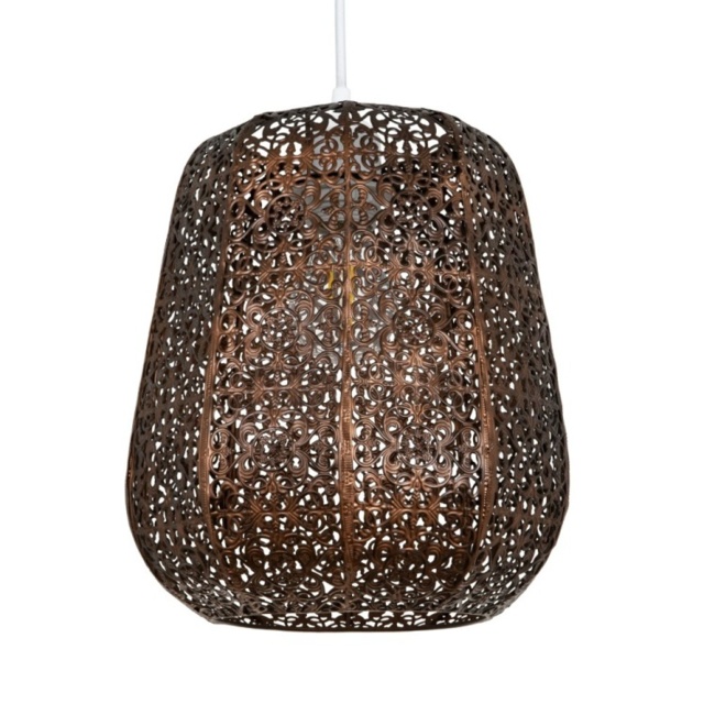 Traditional Moroccan Styled Easy Fit Pendant Light Shade In Matt Bronze ...