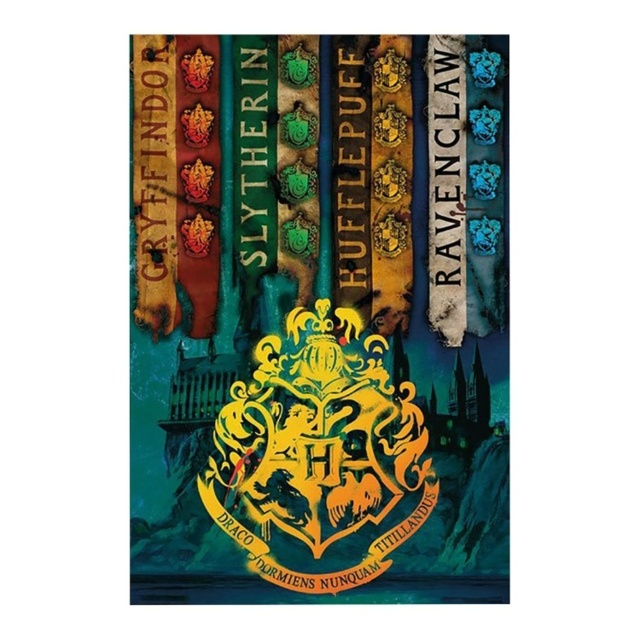 Harry Potter House Flags Poster - Multicoloured - One Size by Tesco ...