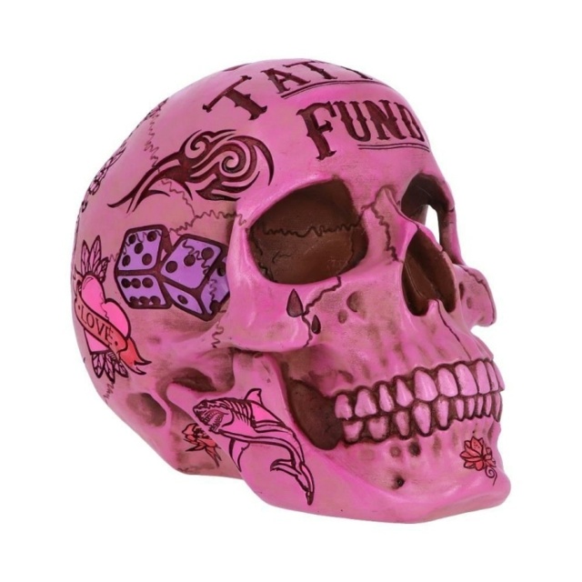 Pink Traditional Tribal Tattoo Fund Skull Money Box - Nemesis Now by ...