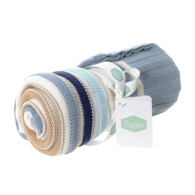 Ziggle Baby Blanket Blue & Beige Stripes by Tesco - Marketplace ...