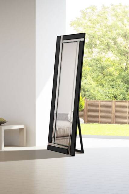 Aston Black All Glass Cheval Mirror 150 x 40 CM Black by Tesco ...