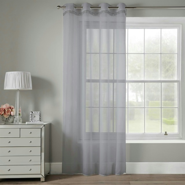 Glitter Eyelet Curtain Panel - Silver - 14cm x 182cm by Tesco ...