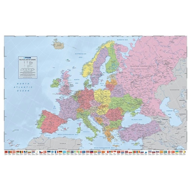 Political Map Of Europe 85X120X4Cm Stretched Canvas Print by Tesco ...