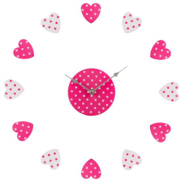 Interiors By Premier Pink & White Heart DIY Wall Clock, Plastic Clock ...