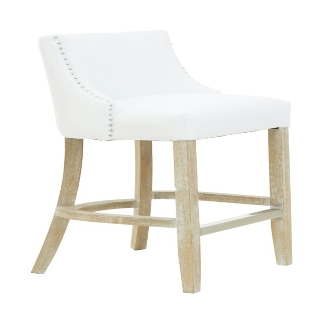 Interiors By Premier White Bar Stool With Back, Velvet Seat Breakfast ...
