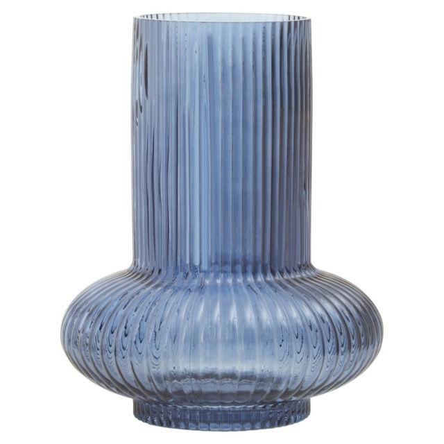 Interiors By Premier Large Blue Cylindrical Glass Vase, Wide Midsection ...