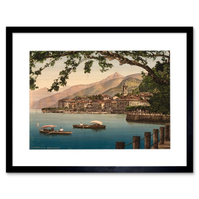 Photo Bellagio General Lake Como Landscape Boats Framed Wall Art Print ...