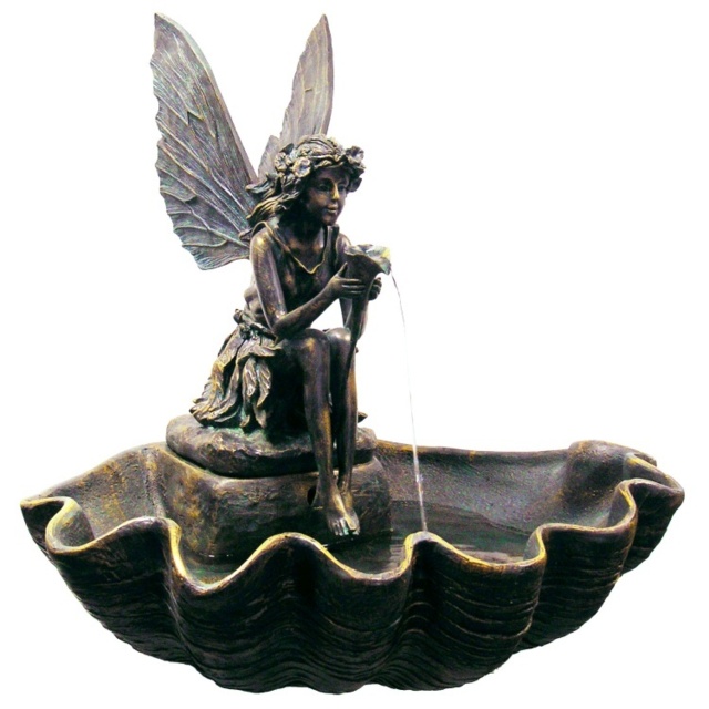 Primrose Fairy On Clam Shell Solar Powered Water Feature Fountain 78Cm ...