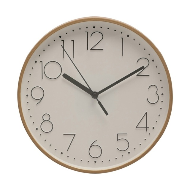 Hometime Round Wall Clock Light Wood Grain Effect 23Cms by Tesco ...