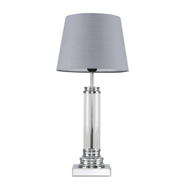 Valuelights Modern Clear Glass Column Design Touch Table Lamp With Grey ...