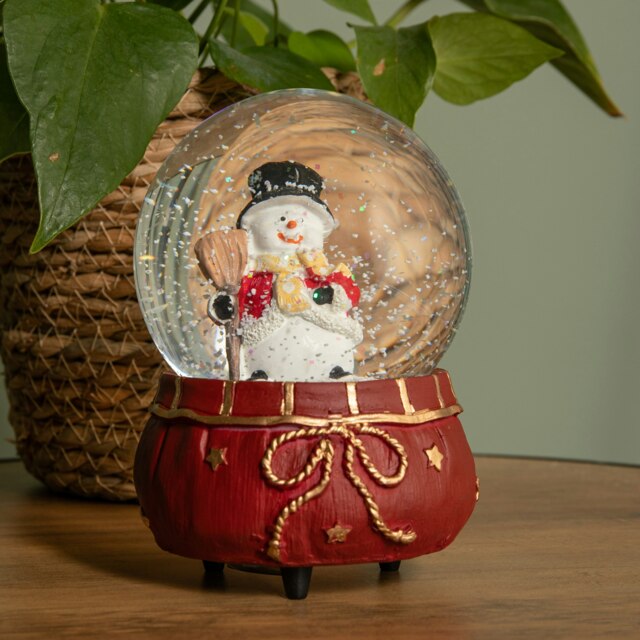 10cm red wind up musical snow sphere with snowman scene by Tesco ...