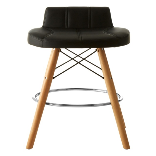 Interiors By Premier Black Leather Effect Bar Stool, Comfortable ...
