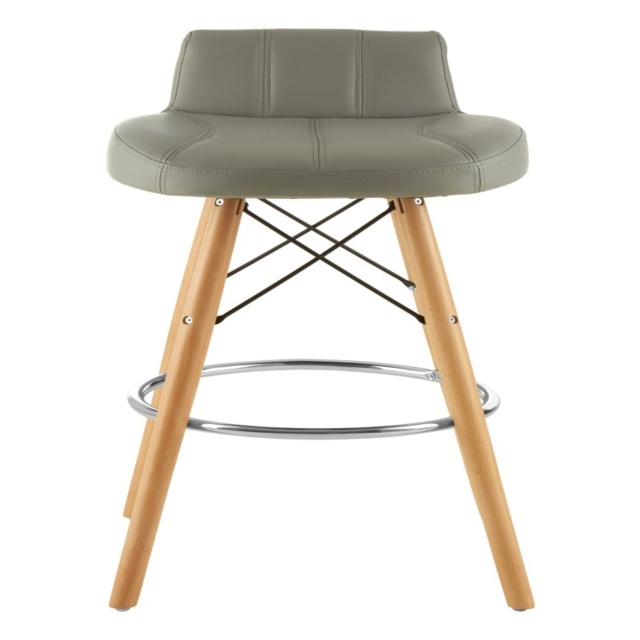 Interiors By Premier Grey Leather Effect Bar Stool, Comfortable Seating ...
