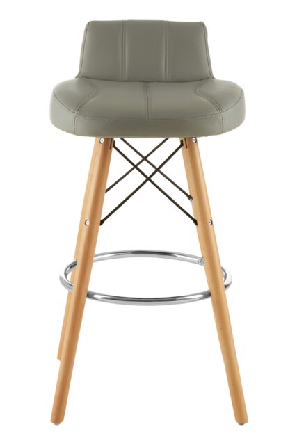 Interiors by Premier Grey Leather Effect Bar Stool, Comfortable Seating ...