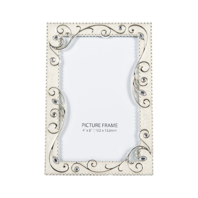 Traditional Ornate Pearl White Epoxy Picture Frame With Thin Wire ...