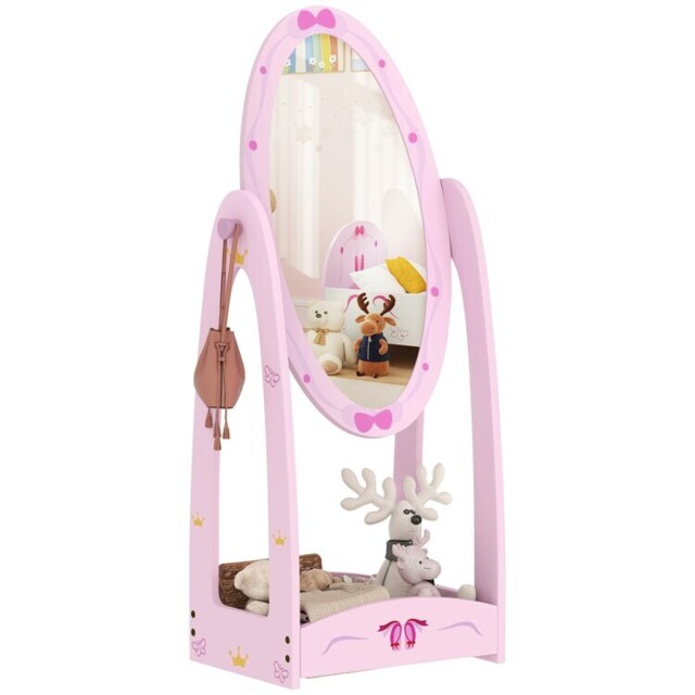 Aiyaplay Kids Mirror Full Length With Storage Shelf, 360Â° Rotating ...