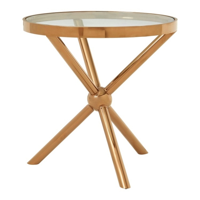 Interiors By Premier Durable Round Rose Gold Side Table, Unique Metallic Bedside Table ...
