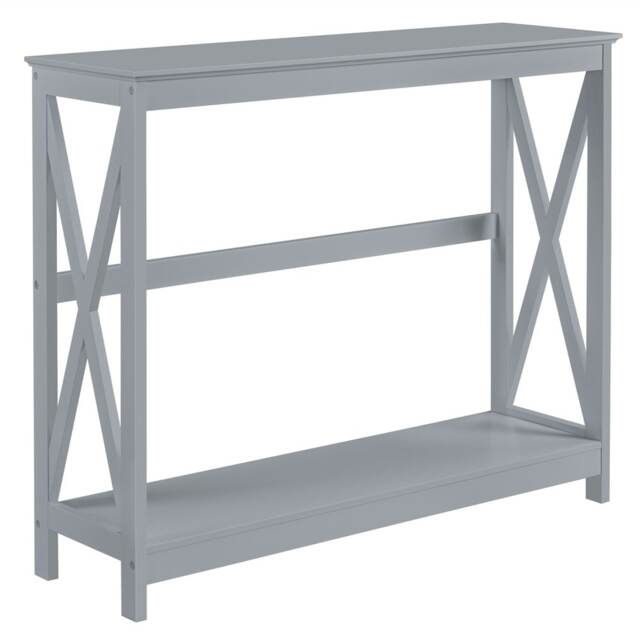 Yaheetech 2-Tier Narrow Sofa Table with X-Shape Enforcement Structures ...