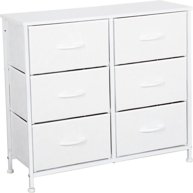 White Chest Of Drawers With Metal Frame, 6 Large Deep Fabric Drawers ...