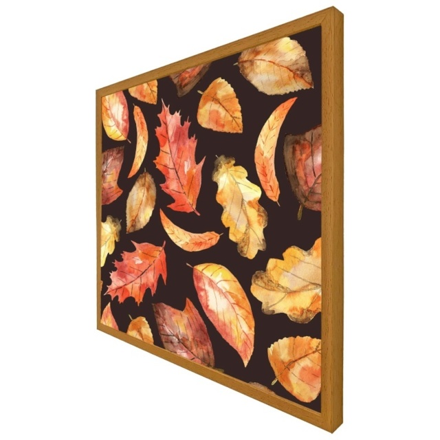 Autumn Leaves On Black (Picutre Frame) Brown - Oak - M by Tesco ...