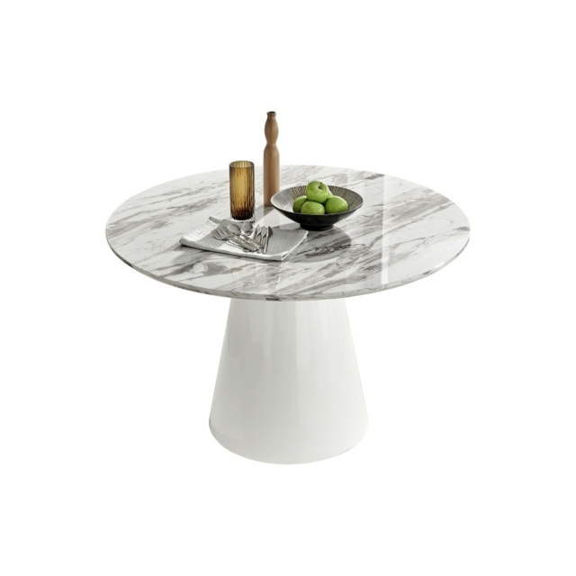 Furniturebox Palma White Marble Effect Round Dining Table by Tesco ...