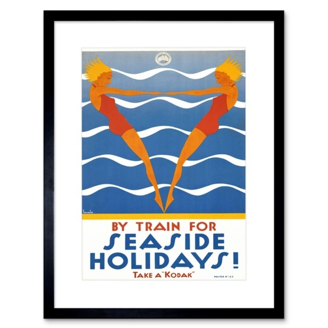 "Seaside Holidays Swim Australia Train Vintage Advert 9X7"" Black ...
