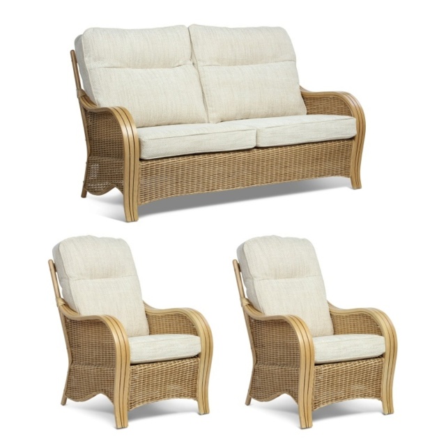 Desser Turin Light Oak 3 Seater Rattan Sofa Set In Jasper ...