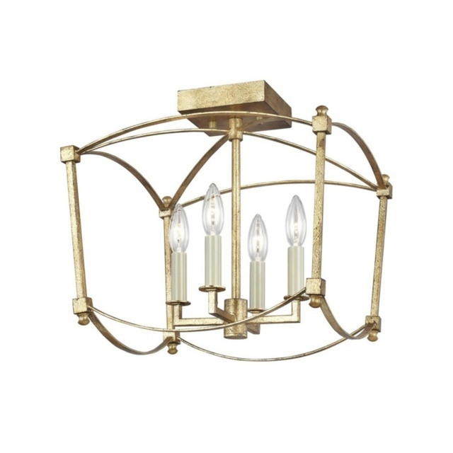 Feiss Thayer Semi Flush Ceiling Light Antique Gold by Tesco ...