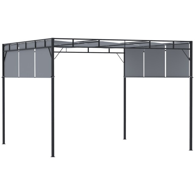 Outsunny 3 x 3m Steel Pergola Gazebo with Sliding Roof, Garden Gazebo ...