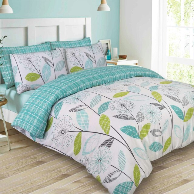 Ohs allium tartan check reversible polycotton duvet cover and ...