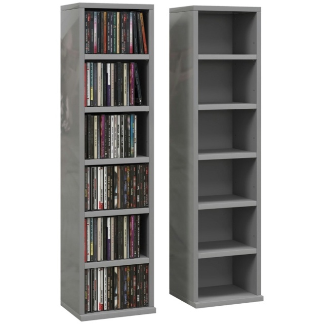 Homcom Set Of 2 Cd Storage Units With Adjustable Shelves, High Gloss by ...