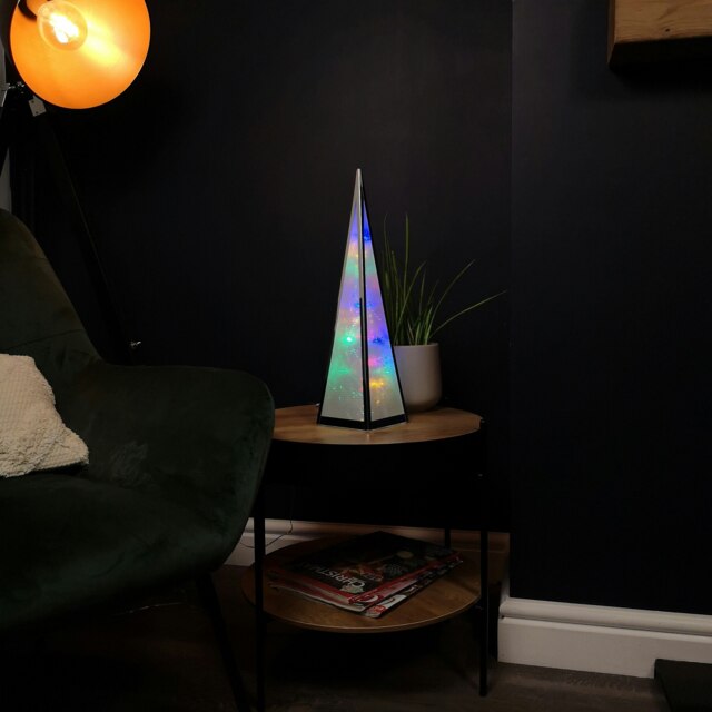 Premier 45cm Holographic Pyramid with Multi Colour LED Lights by Tesco ...
