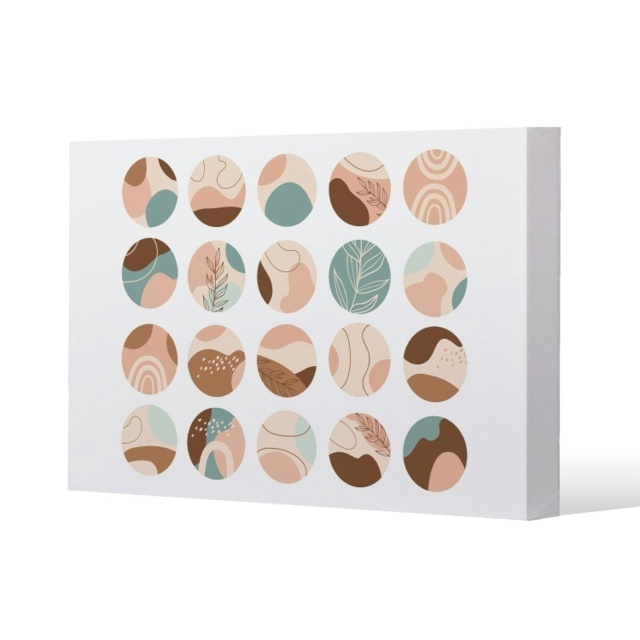 Round Texture And Floral Icons In Pastel Colours (Canvas Print) 31 X 41 ...