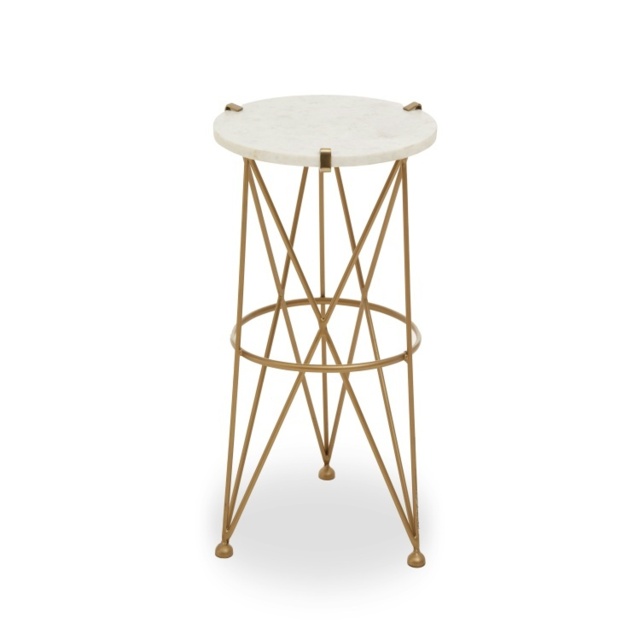 Interiors By Premier Stylish Angular Accent Table, Gold Finish Round ...