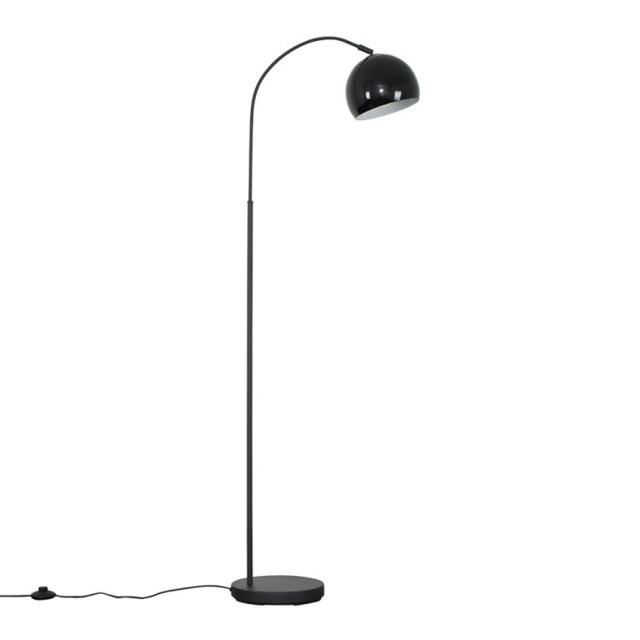 Valuelights Curva Painted Grey Floor Lamp With Black Dome Shade And Led ...