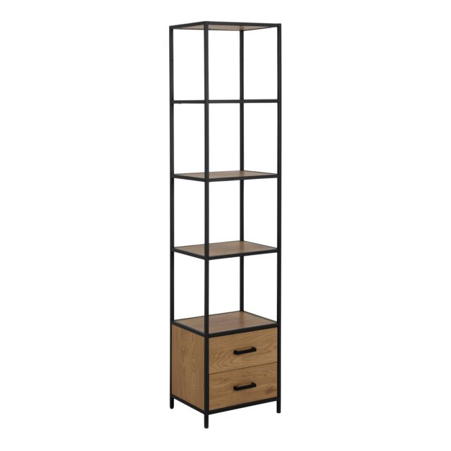 Seaford Bookcase with 2 Drawers and 3 Shelves in Black & Oak by Tesco ...