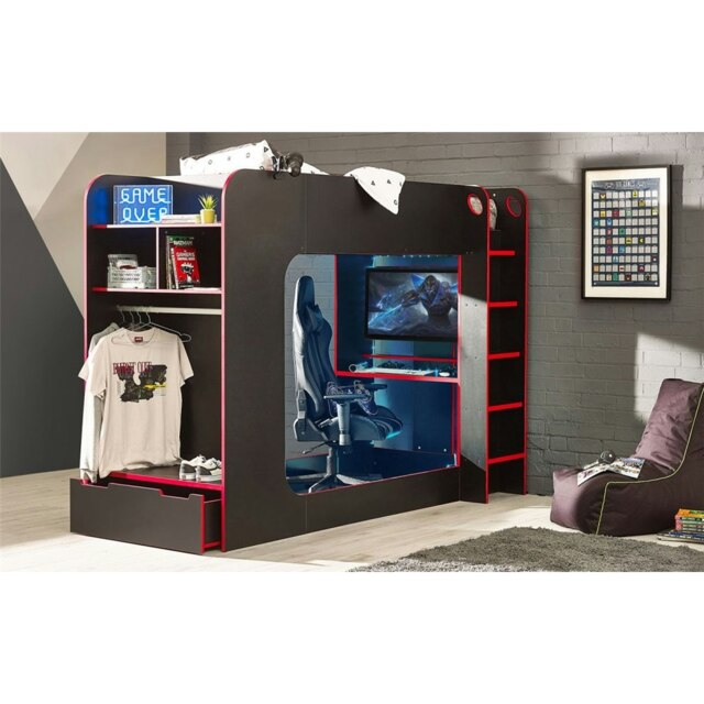 Black and Red Gaming Heaven Bunk Bed 3ft (90cm) by Tesco - Marketplace ...