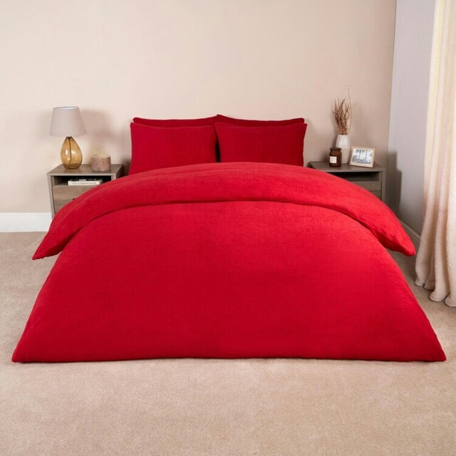 Brentfords Soft Teddy Fleece Duvet Cover And Pillowcase Set, Double ...