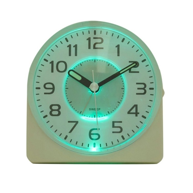 Hometime Silent Sweep Round Face Blinking Light Alarm Clock - White by ...