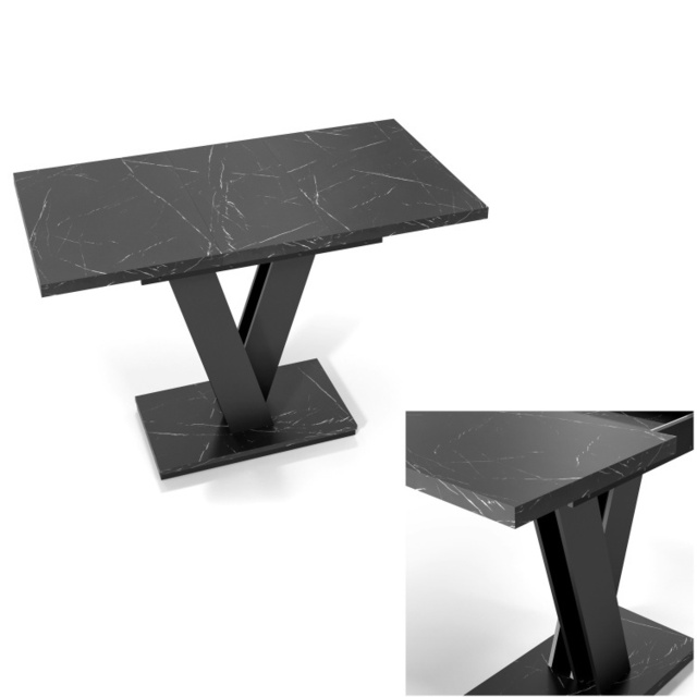Marble Extendable Dining Table Black Marble Effect Small Kitchen Table ...