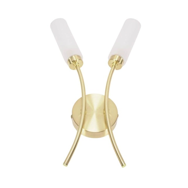 ValueLights Maya Pair Brushed Gold 2 Way Curved Wall Lights & Bulbs ...