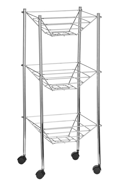 Interiors By Premier 3 Tier Storage Cart With Wheels, Chrome Kitchen ...
